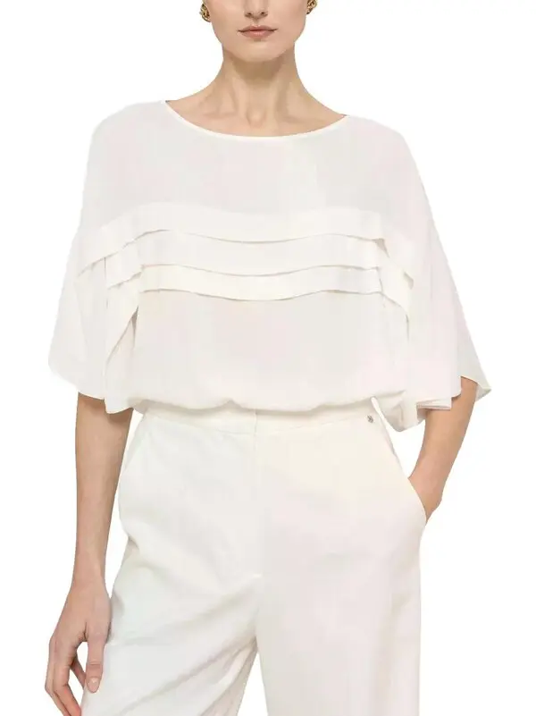 NISSA Pleat Chiffon Top - Neutrals