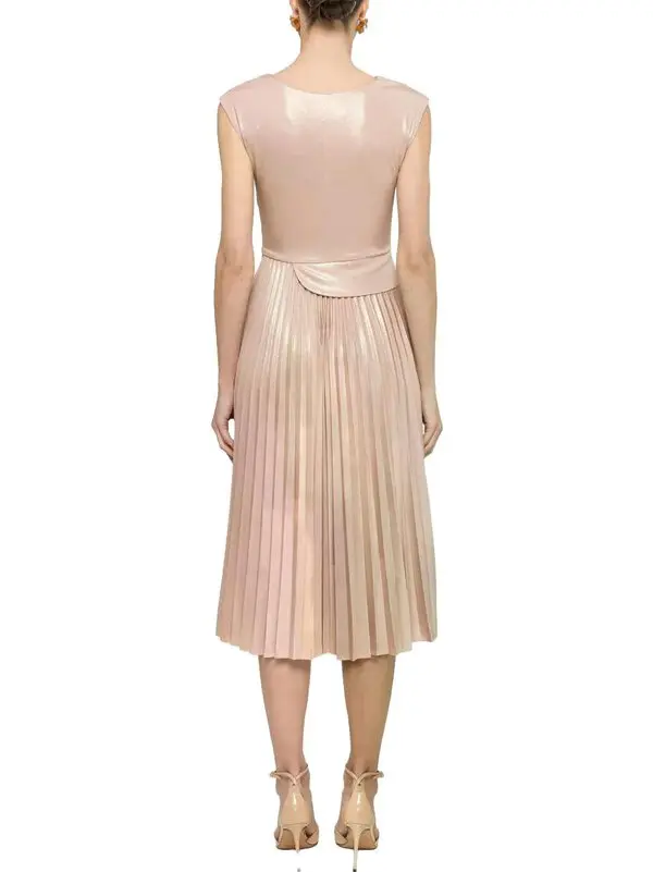 NISSA Metallic-effect Pleated Midi Dress - Pink