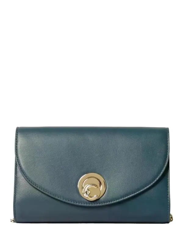 COCCINELLE Leather Clutch With Chain Strap - Blue
