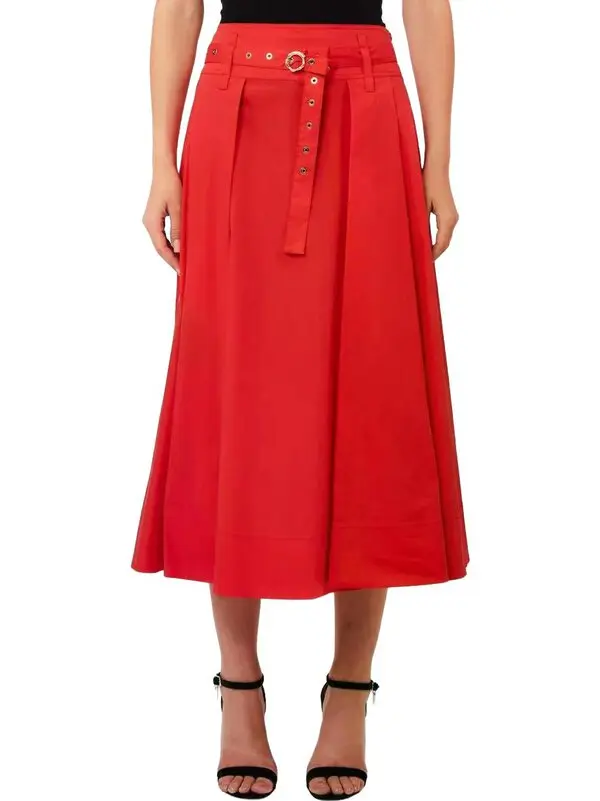 Liu Jo Midi A-line Skirt With Belt - Red