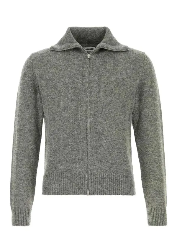 JIL SANDER Mélange-effect Zip-up Cardigan - Grey