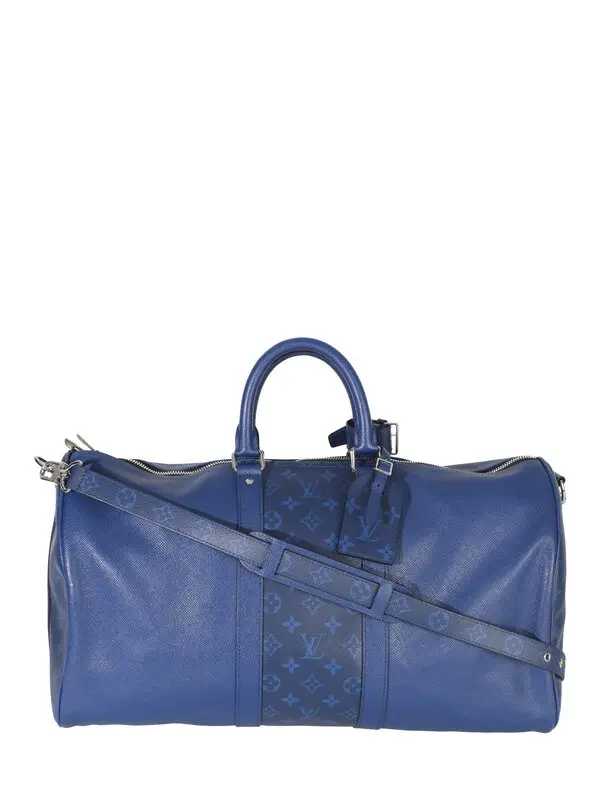 LOUIS VUITTON Monogram Eclipse Taiga Keepall Bandouliere 45 - Blue