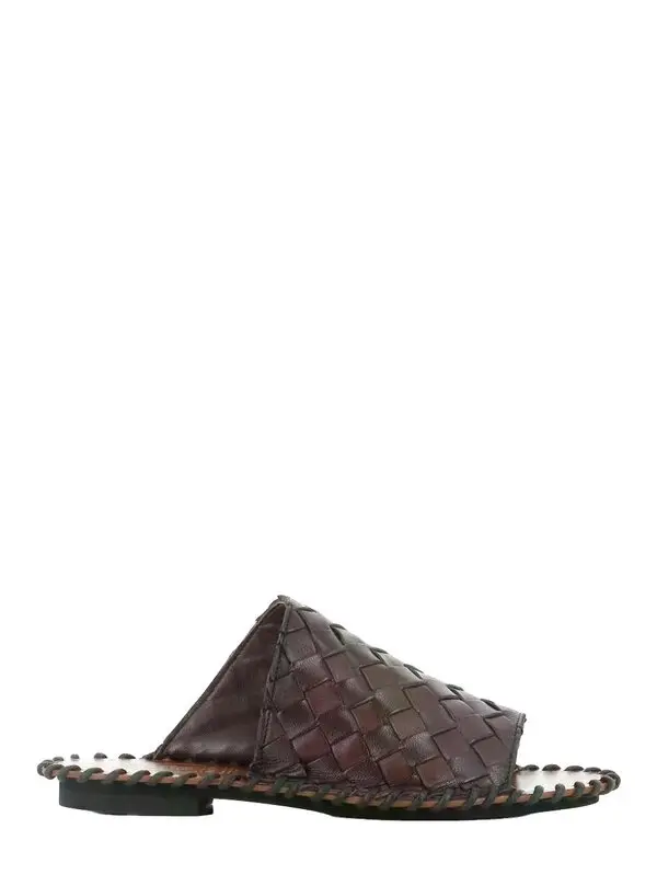 ALEXANDER HOTTO Woven Leather Flat Sandals - Brown