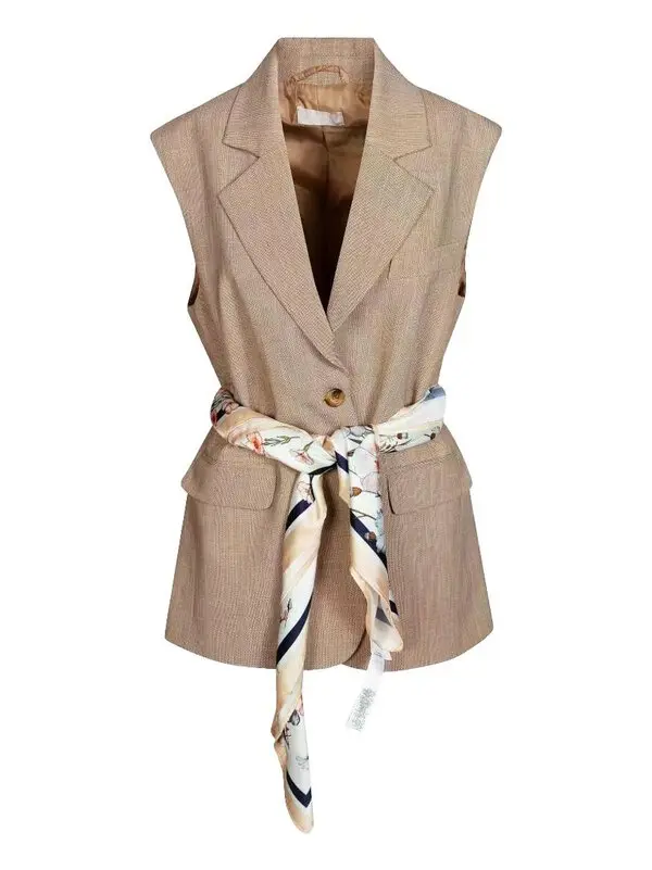 Liu Jo Sleeveless Waistcoat With Scarf - Neutrals