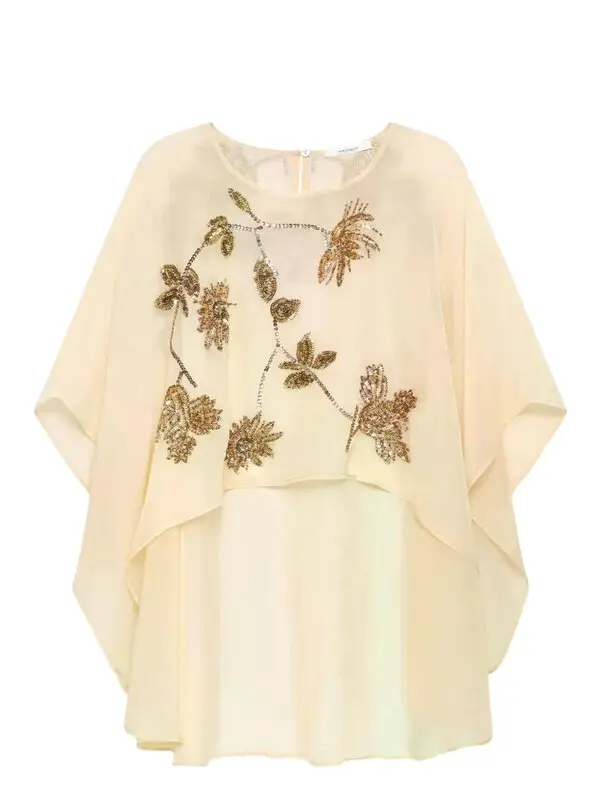 Malìparmi Beaded Embroidered Cape - Neutrals