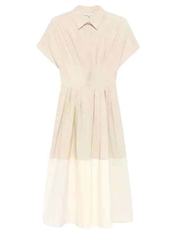 Antonelli Firenze Pleated Color-block Midi Shirt Dress - Neutrals