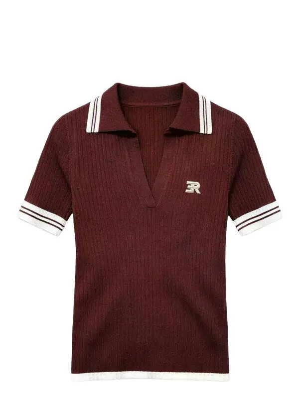 ERMANNO FIRENZE Striped Collar Polo Shirt - Brown