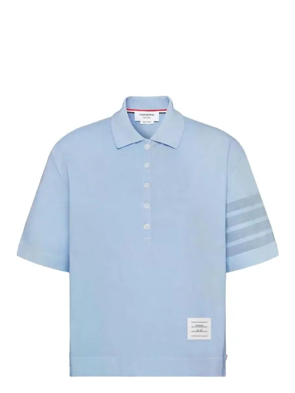 Thom Browne 4-bar Jersey Polo Top - Blue