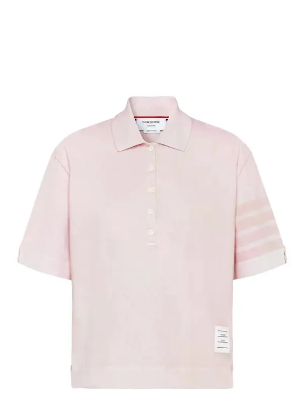 Thom Browne 4-bar Jersey Polo Top - Pink