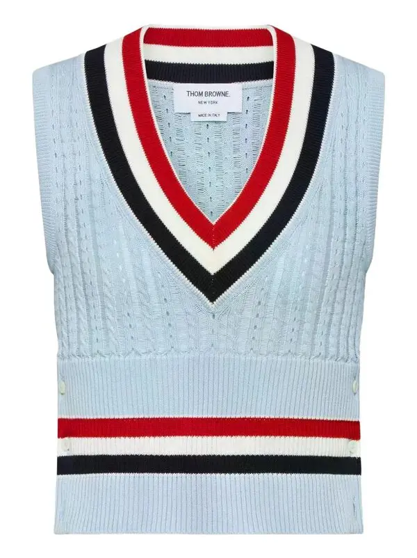 Thom Browne Stripe-ladder Cable Vest - Blue