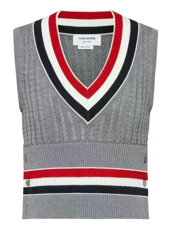 Thom Browne Cricket Stripe Vest - Grey