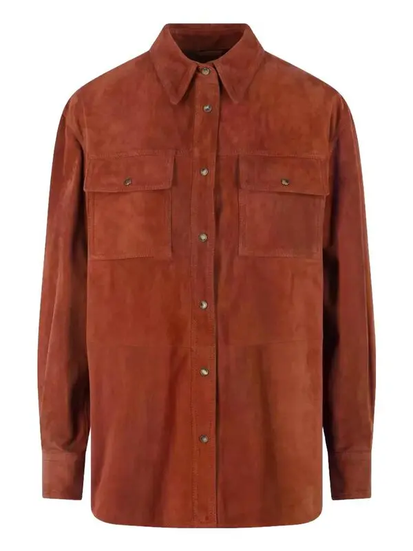Brunello Cucinelli Pocket Button Suede Jacket - Red
