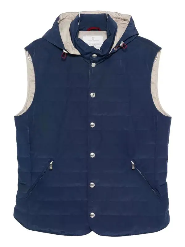 Brunello Cucinelli Hooded Padded Gilet - Blue