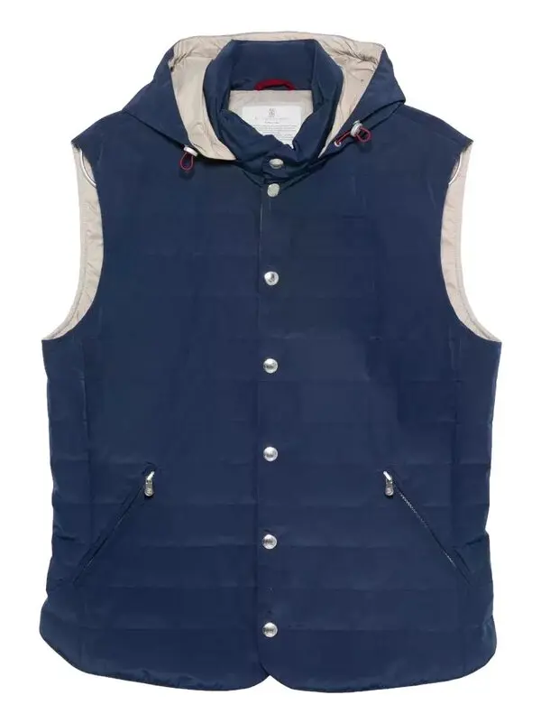 Brunello Cucinelli Hooded Padded Gilet - Blue