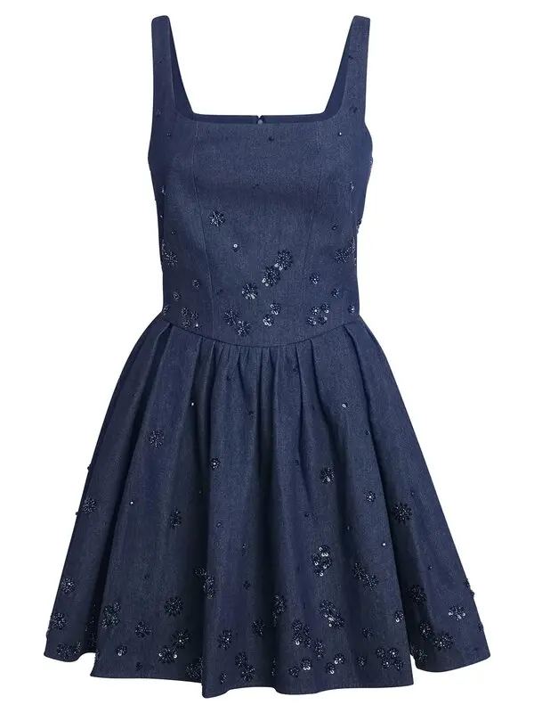 Maje Denim Embellished Mini Dress - Blue