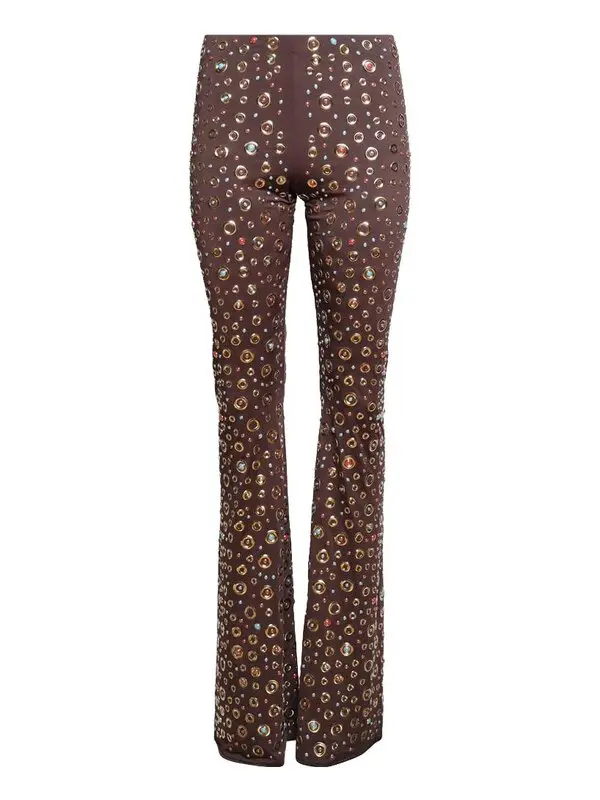 OSÃ©REE Studded Flare Leg Pants - Brown