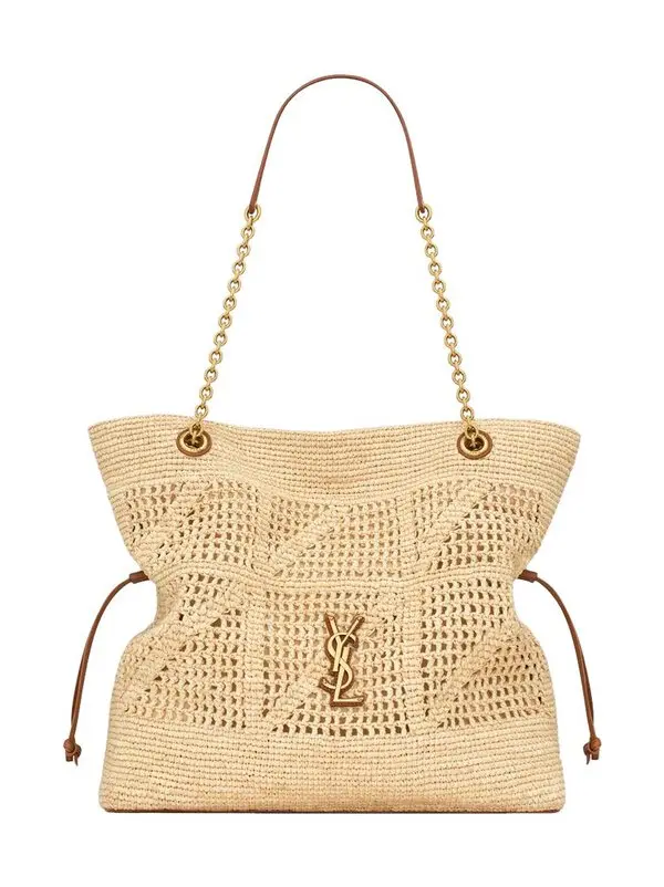 Saint Laurent Jamie Raffia Shopping Tote - Brown