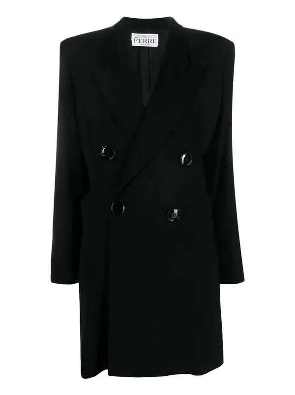 Gianfranco Ferre 1990s Peak Lapels Double-breasted Jacket - Black