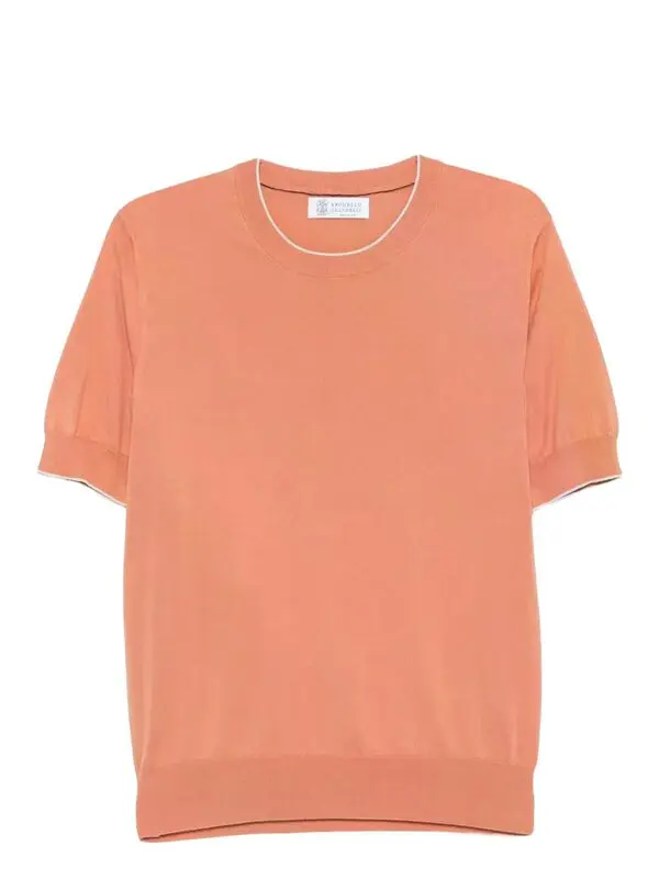 Brunello Cucinelli Trimmed Short-sleeve T-shirt - Orange