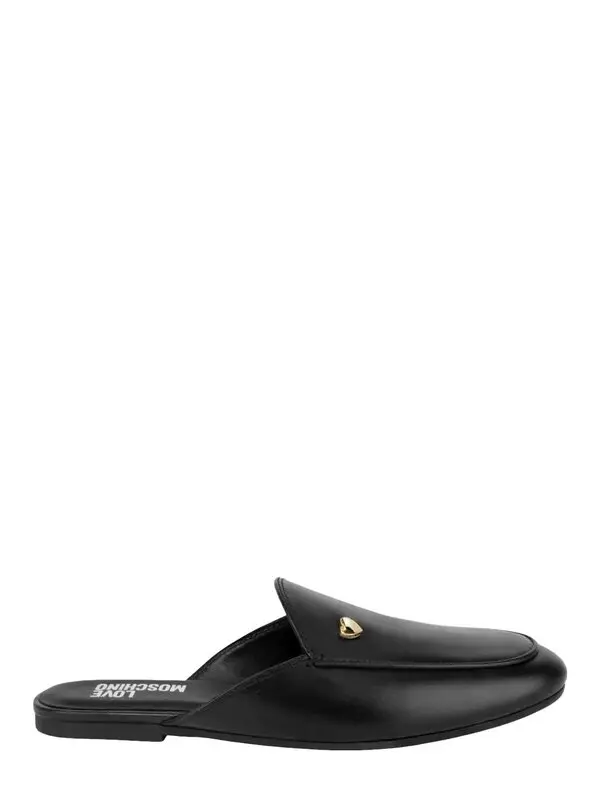 Moschino Heart Detail Mules - Black