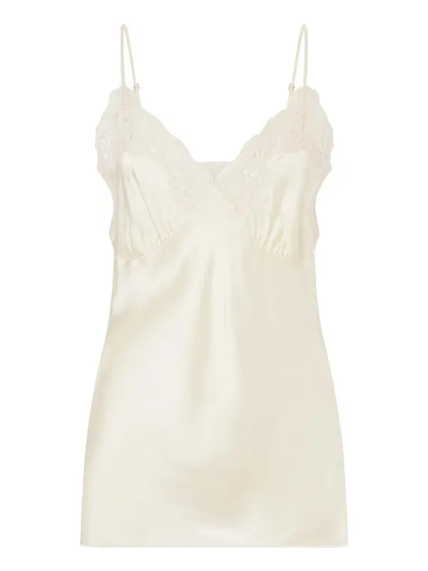 Stella McCartney Lace-trimmed Silk-satin Top - Neutrals