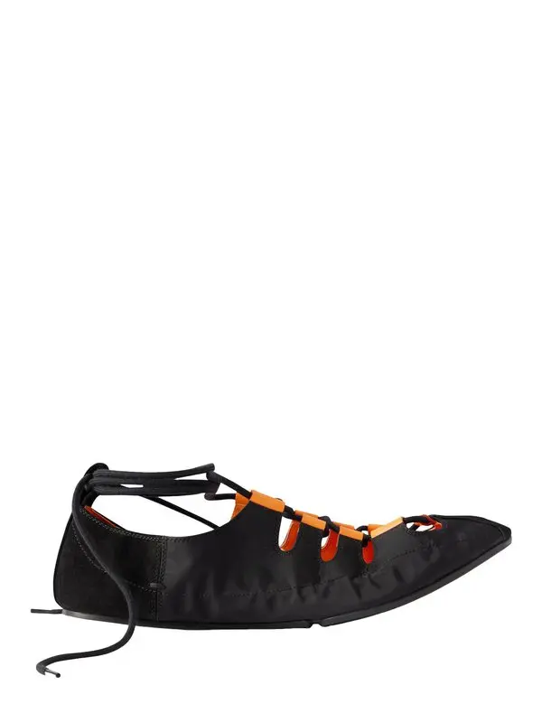 Alaïa Suede-trimmed Shell Ballet Flats - Black
