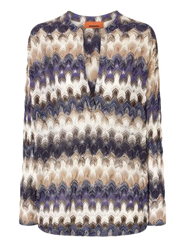 Missoni Metallic Crochet-knit Blouse - Blue