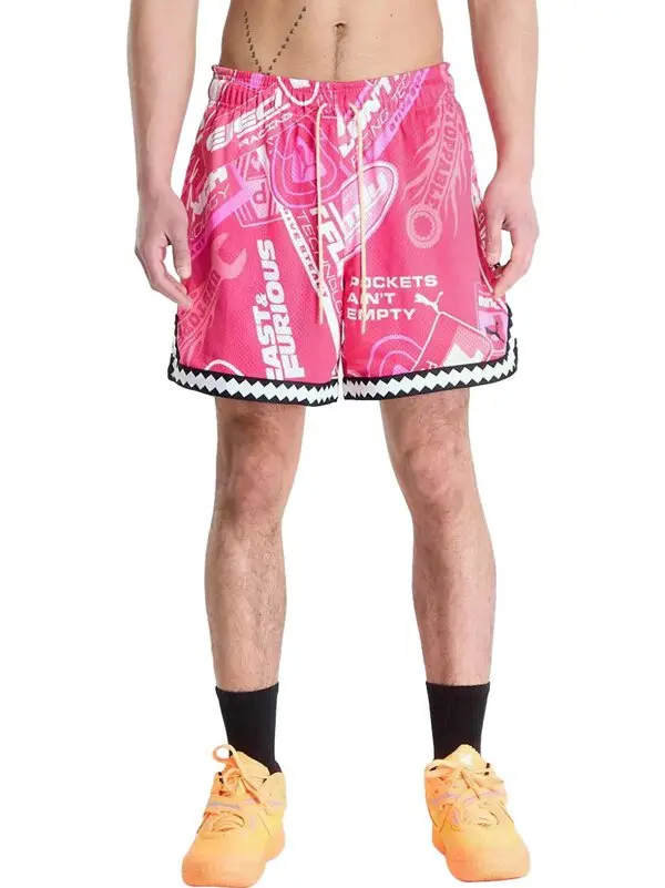 PUMA Printed Drawstring Shorts - Pink