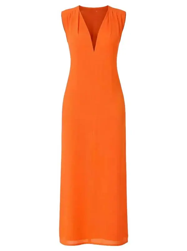 Moschino V-neck Sleeveless Midi Dress - Orange