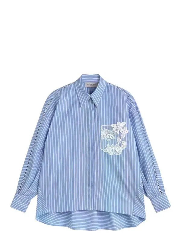 ERMANNO FIRENZE Striped Floral Shirt - Blue