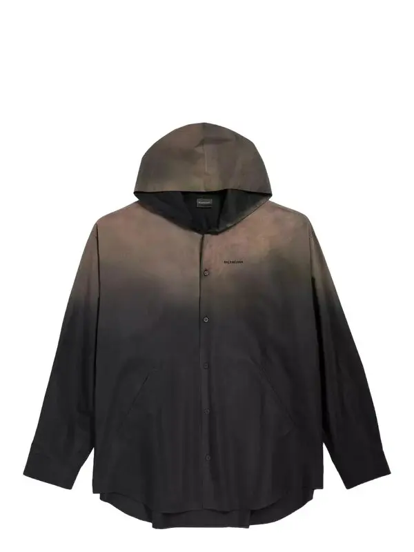 Balenciaga Oversized Hooded Button-down Shirt - Black