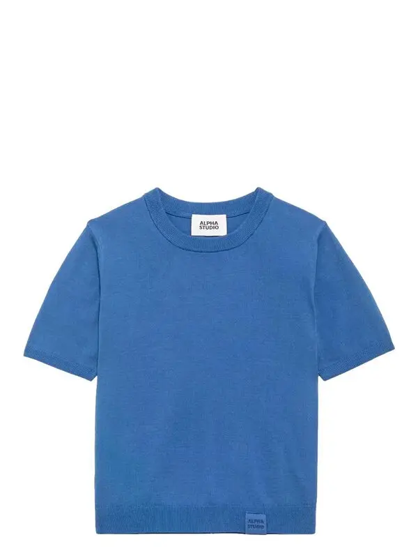 Alpha Studio Tonal Logo-patch T-shirt - Blue