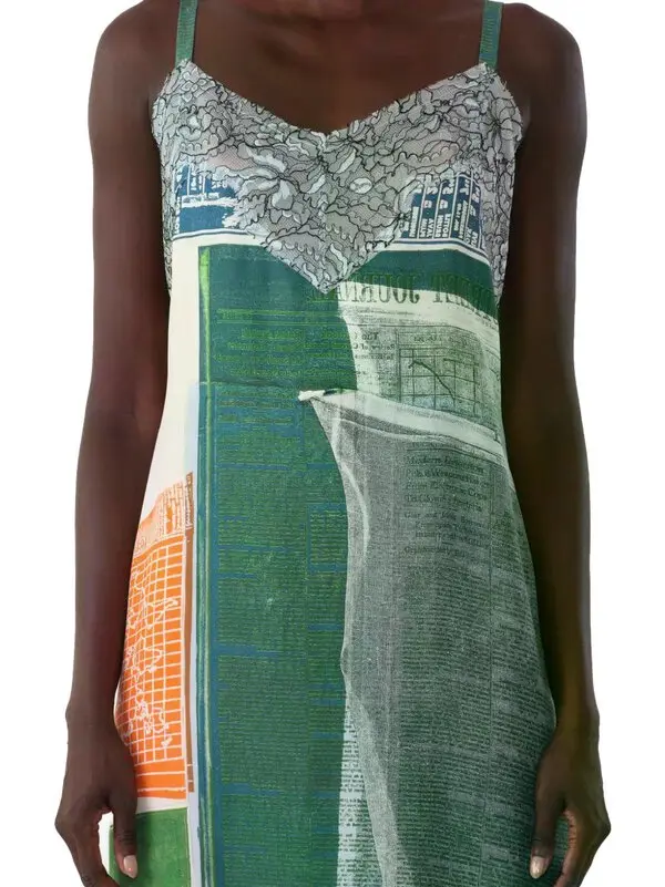 JASON WU X Robert Rauschenberg Collage-print Slip Midi Dress - White
