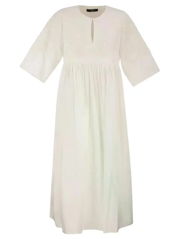 Max Mara Crew-neck Maxi Dress - White