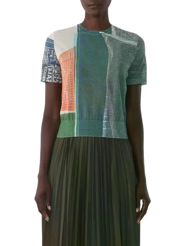 JASON WU X Robert Rauschenberg Artwork Short-sleeve Sweater - Green