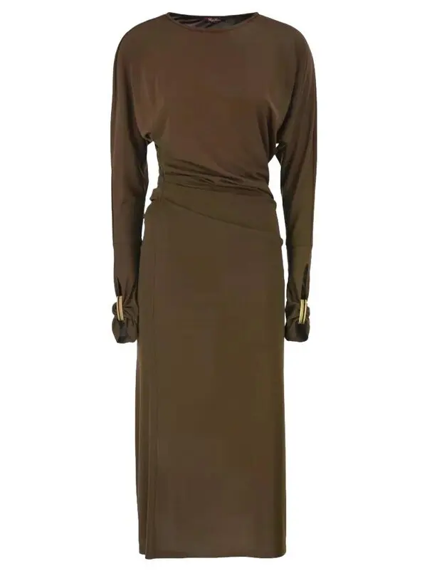 Max Mara Draped-waist Midi Dress - Brown