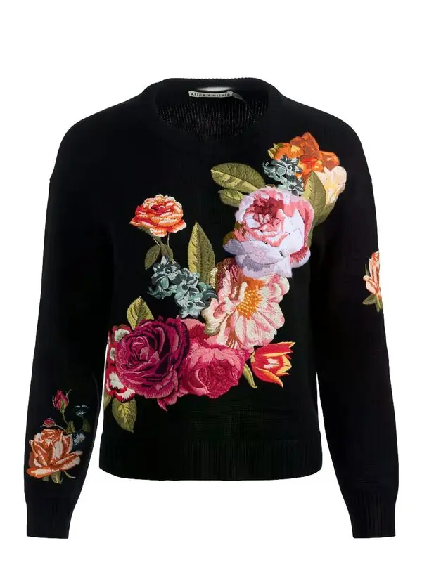 Alice + Olivia Floral-pattern Sweater - Black