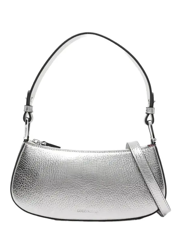 COCCINELLE Grained-leather Shoulder Bag - Silver