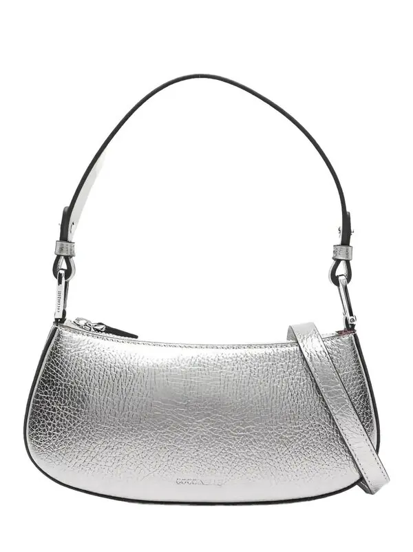 COCCINELLE Grained-leather Shoulder Bag - Silver