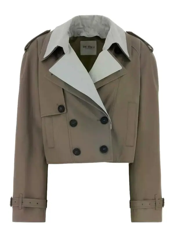 Attico Gabardine Cropped Trench Coat - Brown