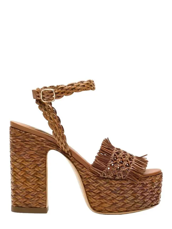 Casadei Fringed Heeled Sandals - Brown