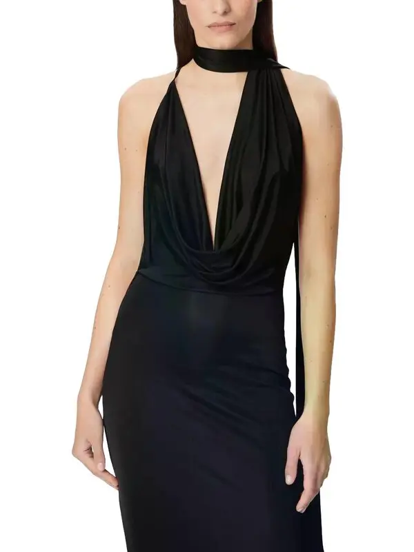 AMAZUIN Halterneck Draped Dress - Black