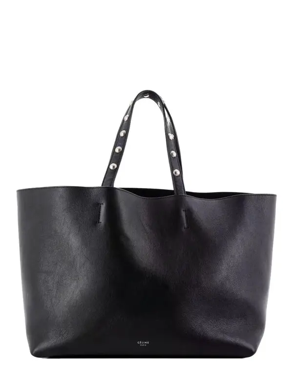 Celine Phantom Soft Cabas Studded Leather Small Tote Bag - Black