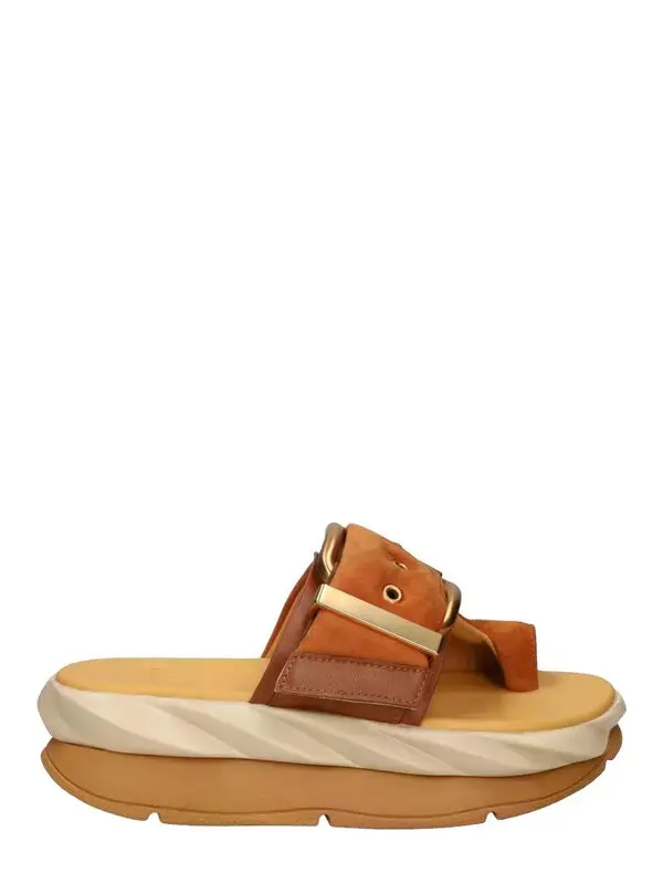 4CCCCEES Mellow Glow Buckled Leather Sandals - Brown