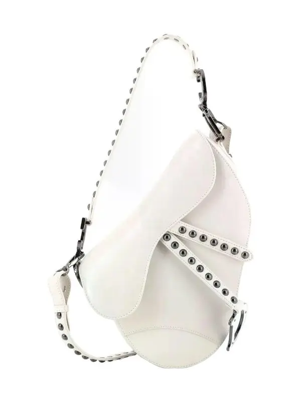 Dior Saddle Studded Shoulder Bag - White