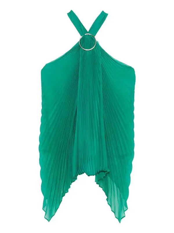 Max Mara Ring Pleated Top - Green