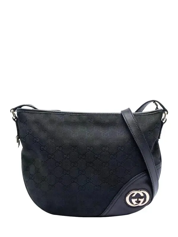 Gucci Medium Gg Canvas Britt Half Moon Crossbody Bag - Black