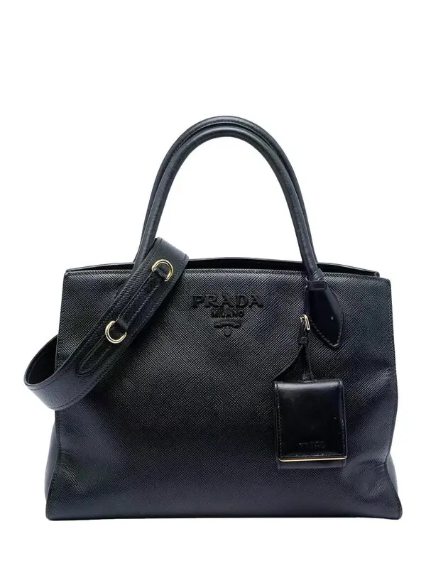 Prada Saffiano Cuir Monochrome Satchel - Black