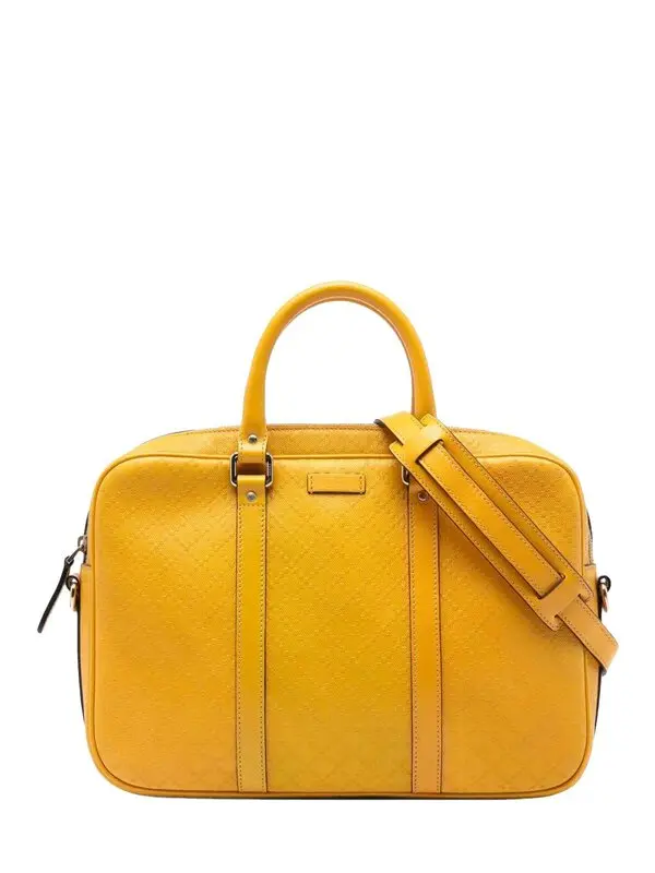 Gucci Diamante Leather Business Bag - Yellow