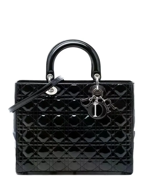 Dior 2011 Large Patent Cannage Lady Satchel - Black